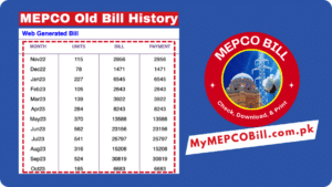 MEPCO Old Bill History - 2024 Updated MEPCO Bill